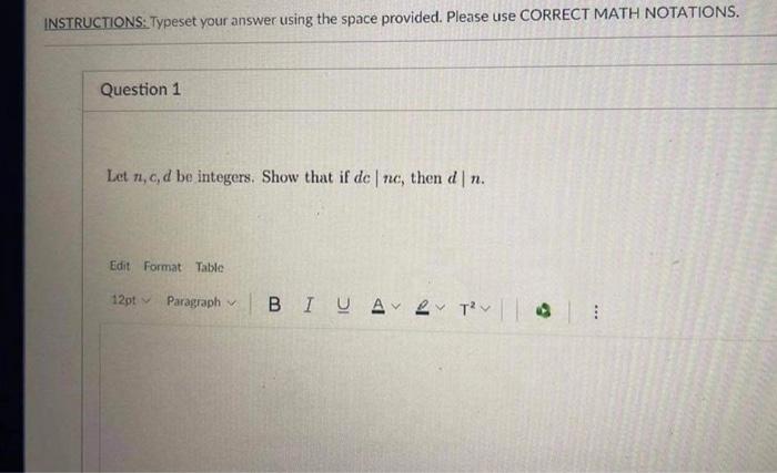 Solved INSTRUCTIONS: Typeset your answer using the space | Chegg.com