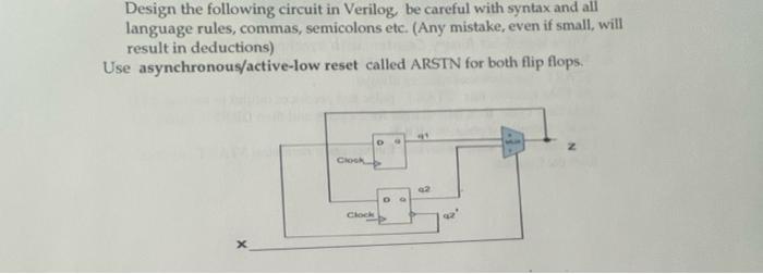 Solved Design the following circuit in Verilog, be careful | Chegg.com
