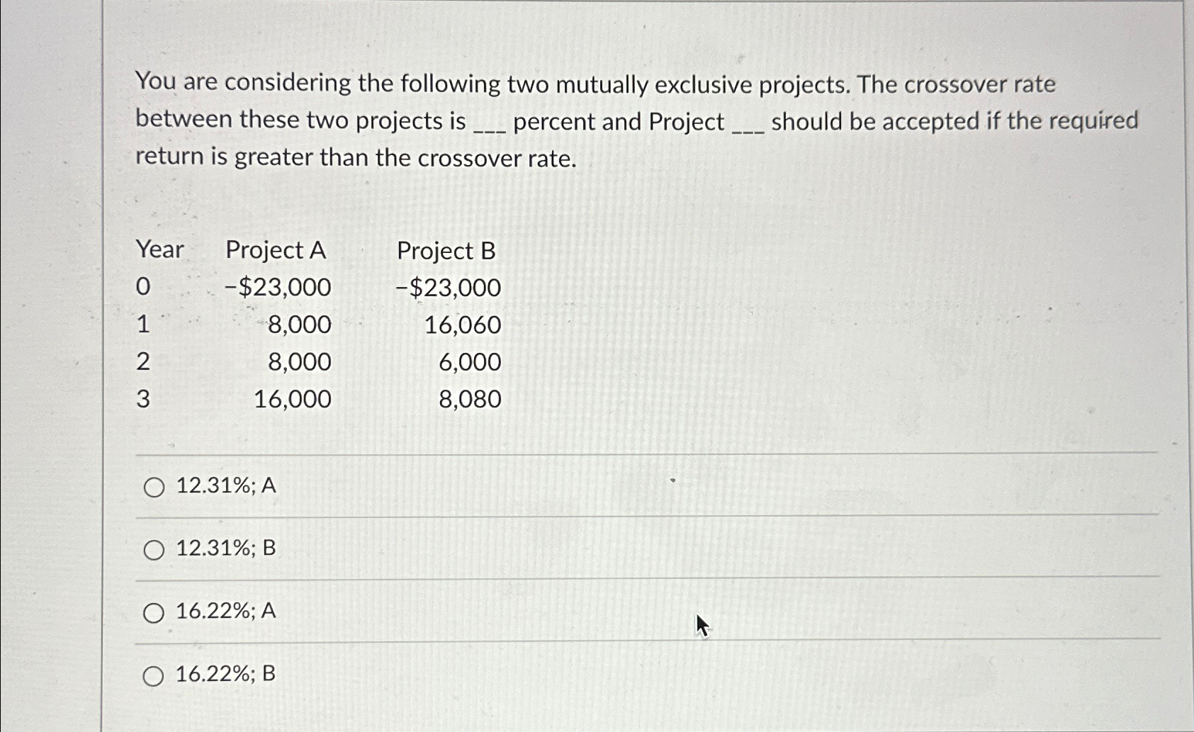 Solved You are considering the following two mutually | Chegg.com