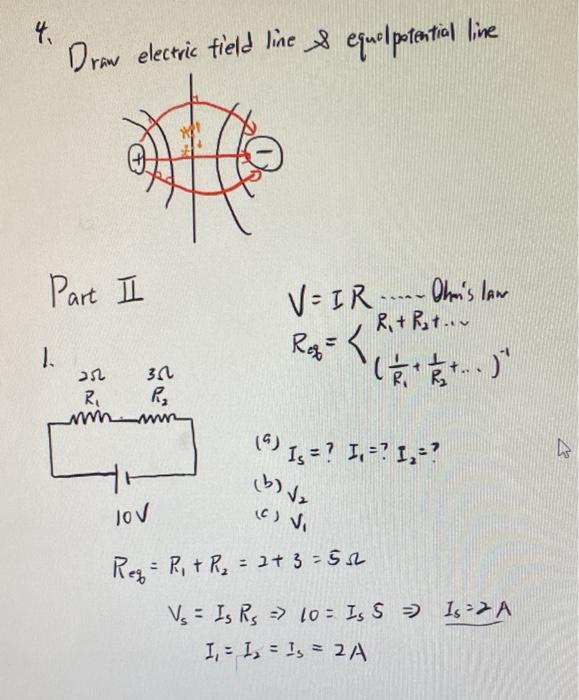 Solved 4 Draw electric field line 8 equel potential line | Chegg.com