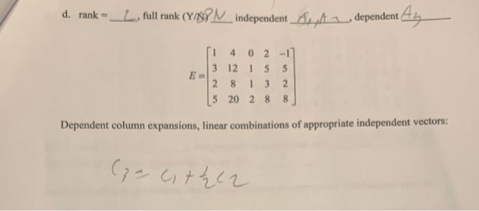 Solved Abs Rank and Linear Independence 4. For each of the | Chegg.com