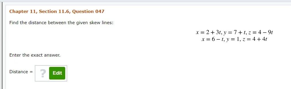 Solved Chapter 11, Section 11.6, Question 047 Find the | Chegg.com
