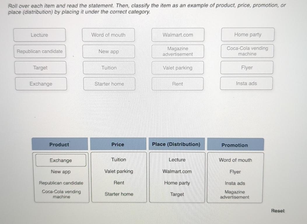 Solved Roll over each item and read the statement. Then, | Chegg.com