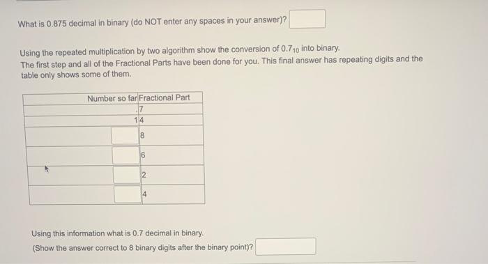 Solved Using the repeated multiplication by two algorithm | Chegg.com