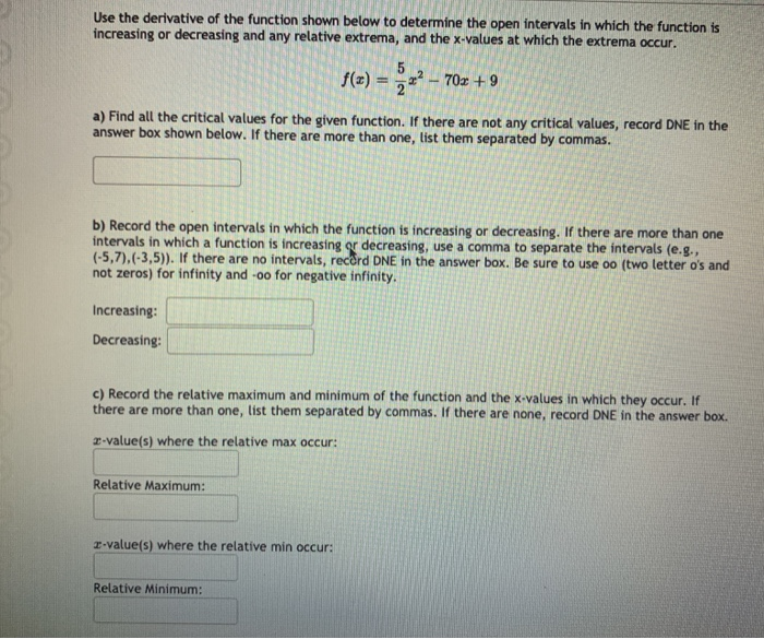 Solved Use the derivative of the function shown below to | Chegg.com