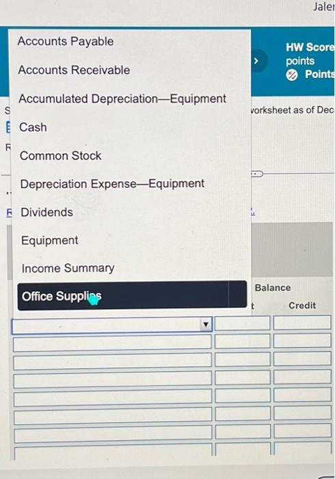 Solved Data table vorksheet as of Dec Prepaid Rent | Chegg.com