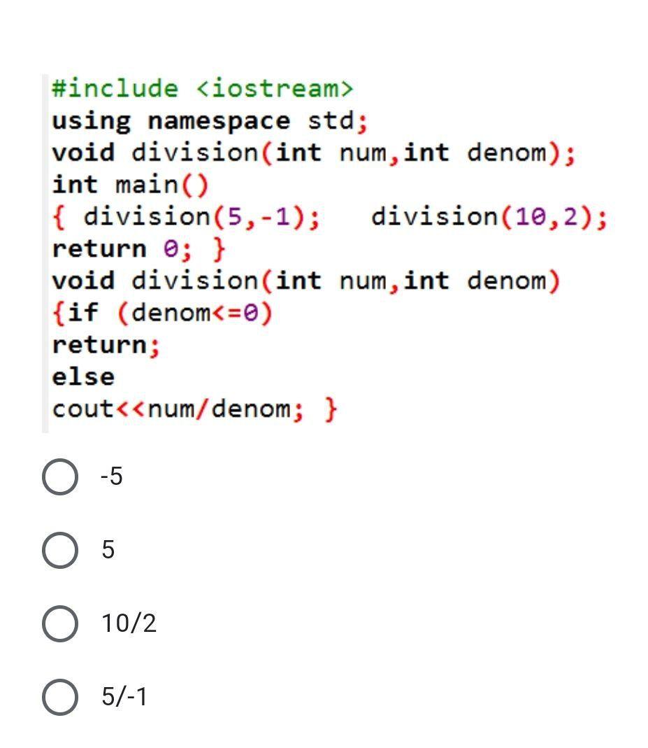 Solved #include using namespace std; void division(int num, | Chegg.com