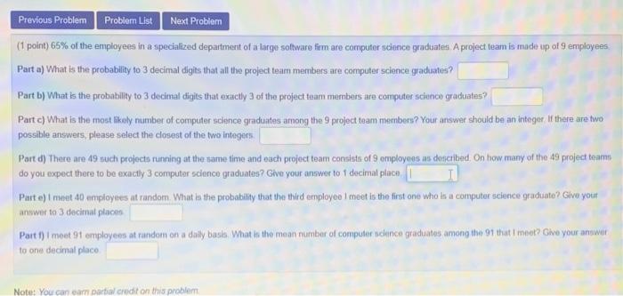 Solved Previous Problem Problern List Next Problem (1 | Chegg.com