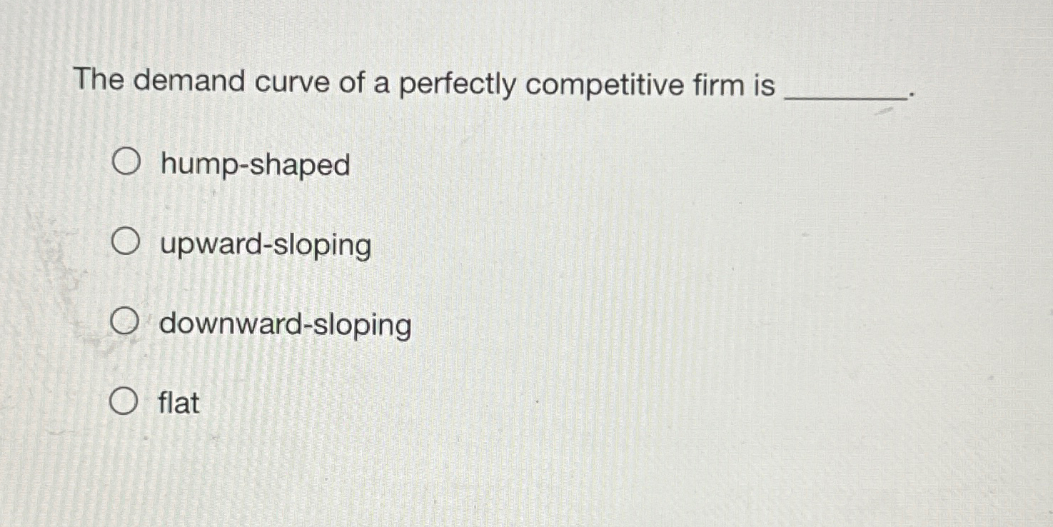 Solved The demand curve of a perfectly competitive firm is | Chegg.com