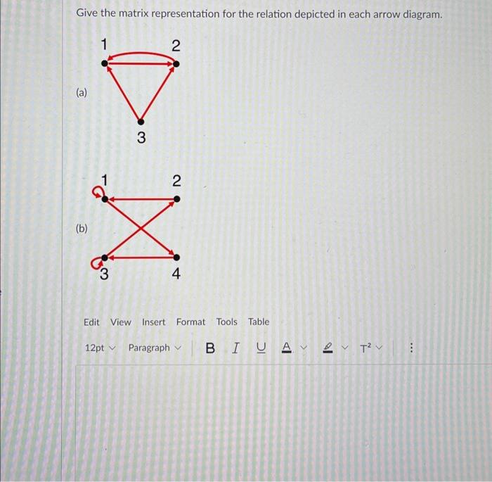Solved Give the matrix representation for the relation | Chegg.com