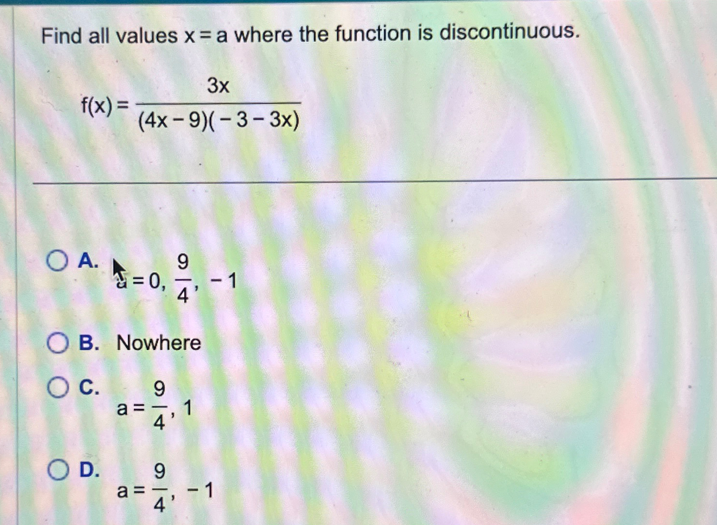 Solved Find All Values Xa Where The Function Is 1759