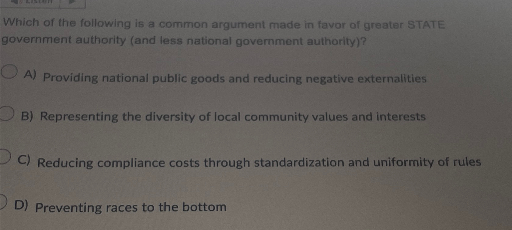 Solved Which of the following is a common argument made in | Chegg.com