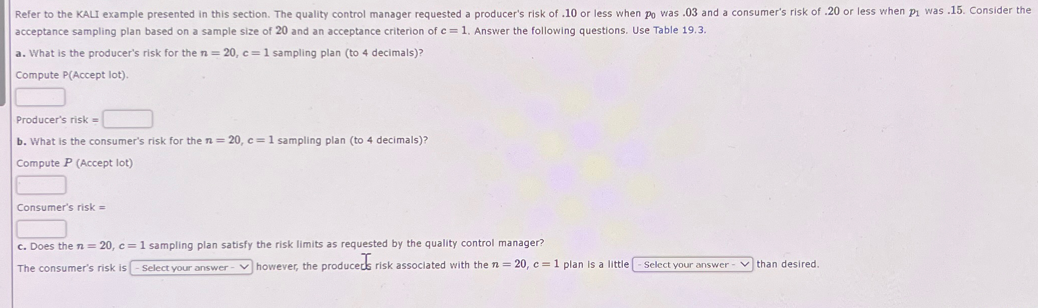 Solved acceptance sampling plan based on a sample size of 20 | Chegg.com