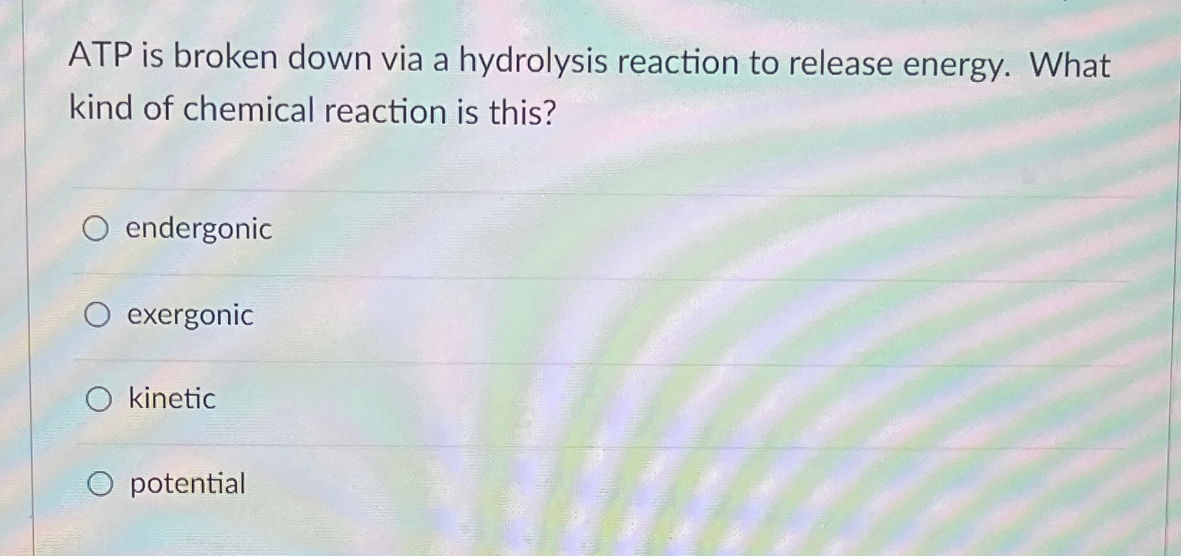 Solved ATP is broken down via a hydrolysis reaction to | Chegg.com