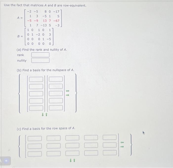Solved Use the fact that matrices A and B are | Chegg.com