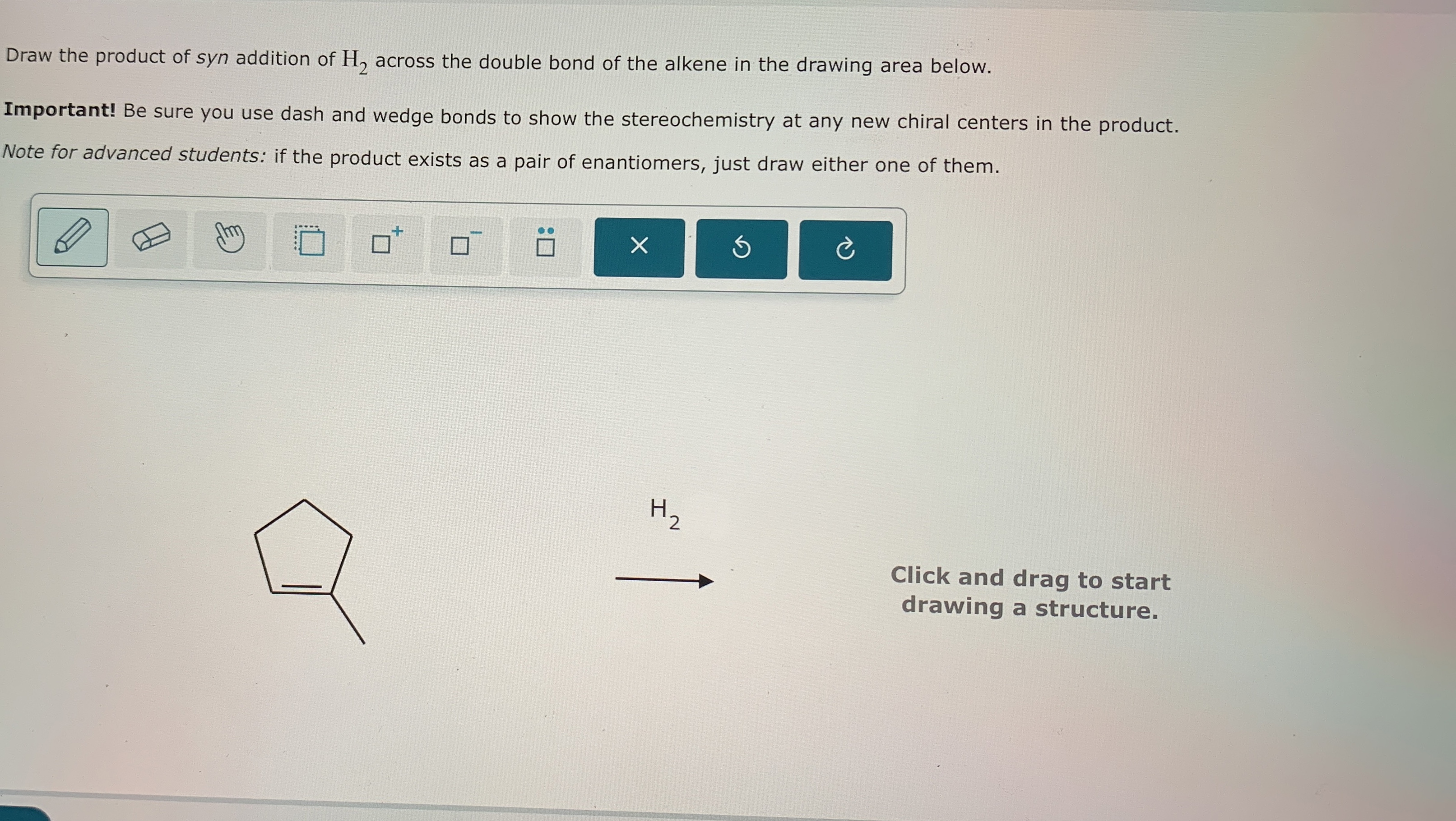 Solved Draw the product of syn addition of H2 ﻿across the | Chegg.com