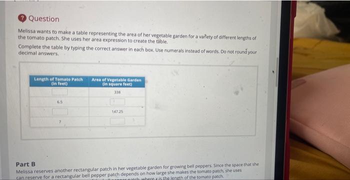 Solved Part A Melissa is planning a rectangular vegetable | Chegg.com