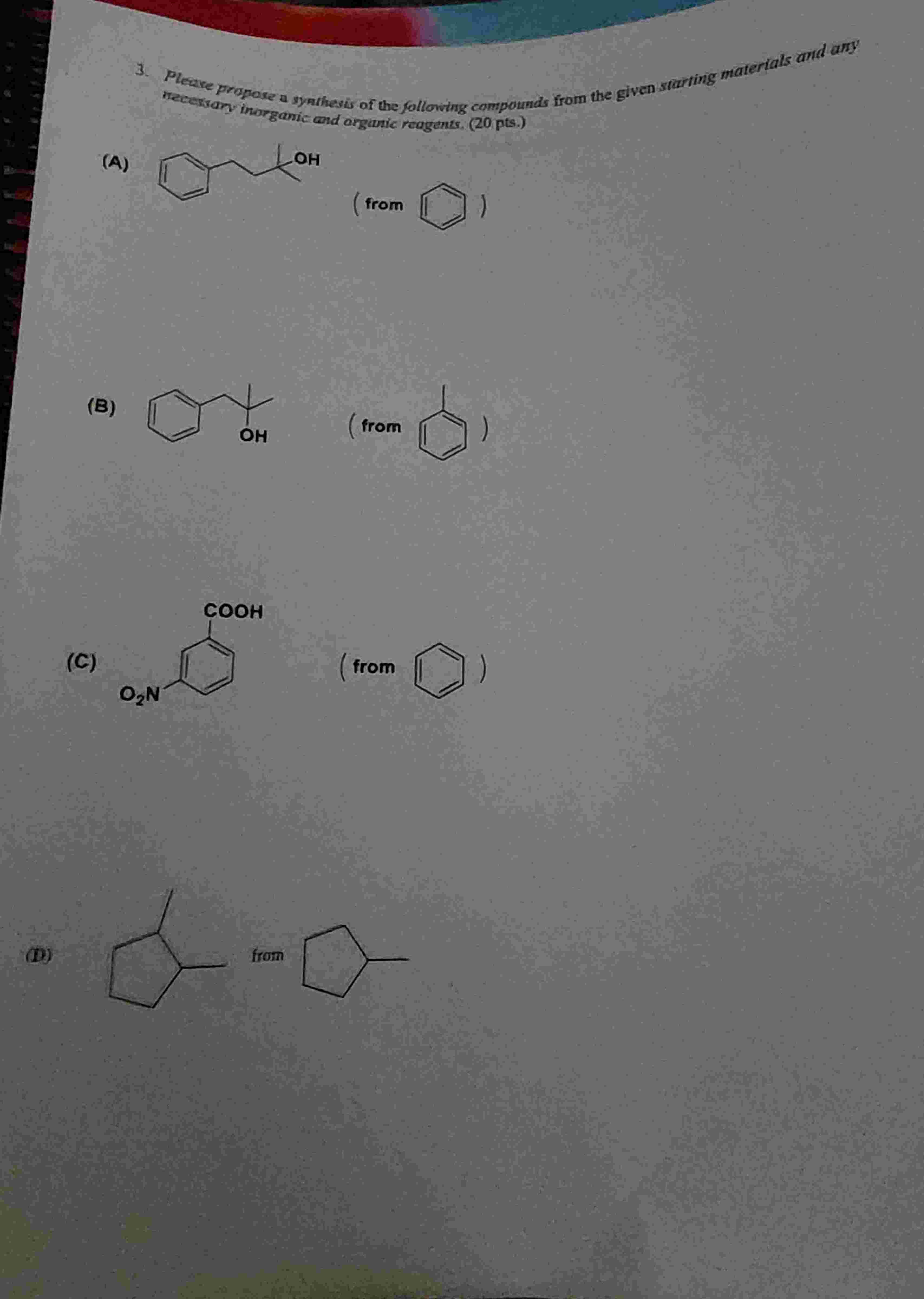 please propose a synthesis of the following compounds | Chegg.com