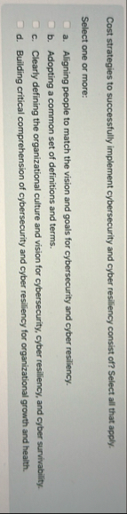 Solved Cost strategies to successfully implement | Chegg.com