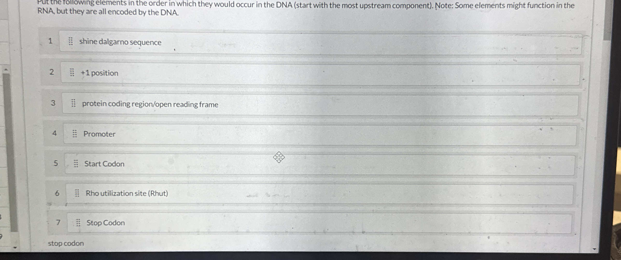 Solved RNA but the order in which they would occur in the | Chegg.com
