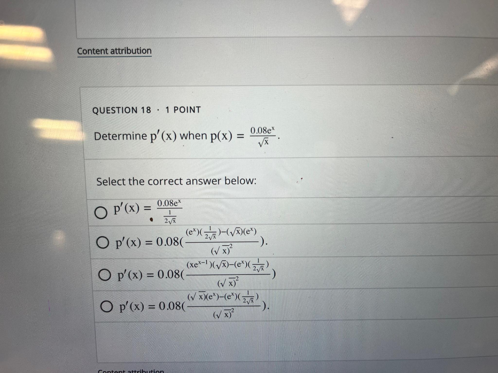 Solved Content attributionQUESTION 18 - 1 ﻿POINTDetermine | Chegg.com
