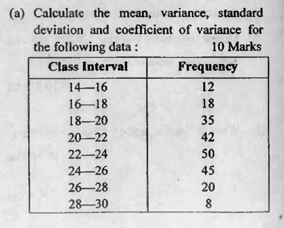 Solved A Calculate The Mean Variance Standard Deviation