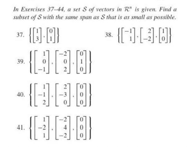 Solved In Exercises 37-44, a set S of vectors in Rn is | Chegg.com