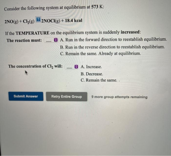 Solved Consider the following system at equilibrium at 298 | Chegg.com