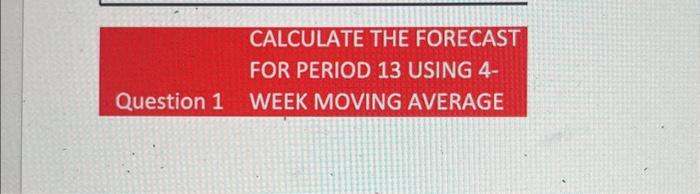 Solved CALCULATE THE FORECAST FOR PERIOD 13 USING 4Question | Chegg.com