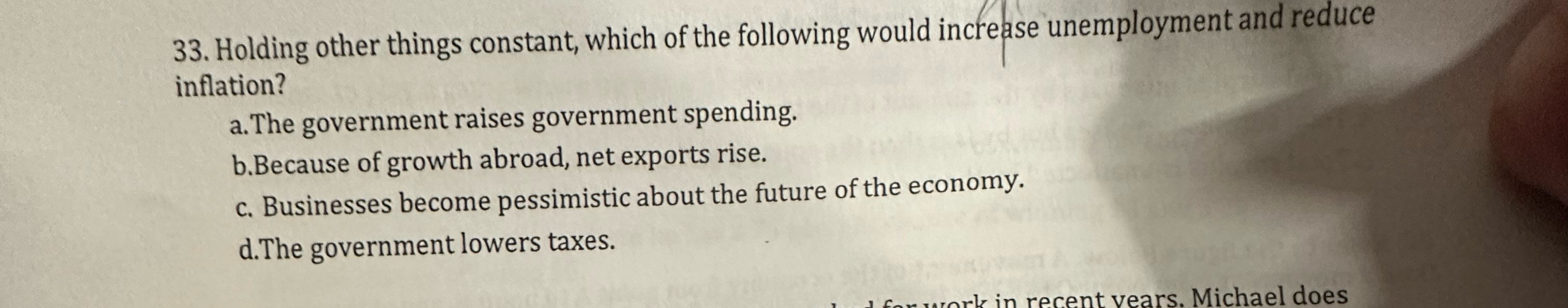 Solved Holding other things constant, which of the following | Chegg.com