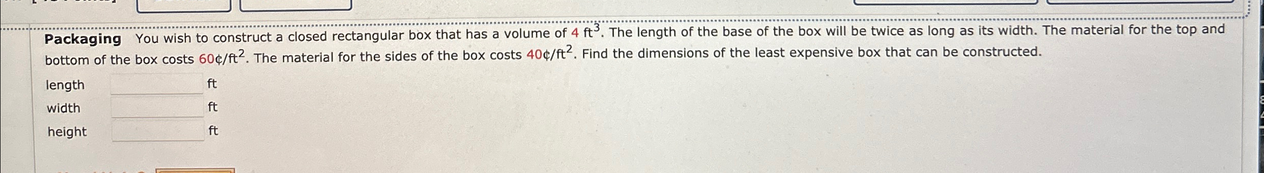 Solved Packaging You wish to construct a closed rectangular | Chegg.com