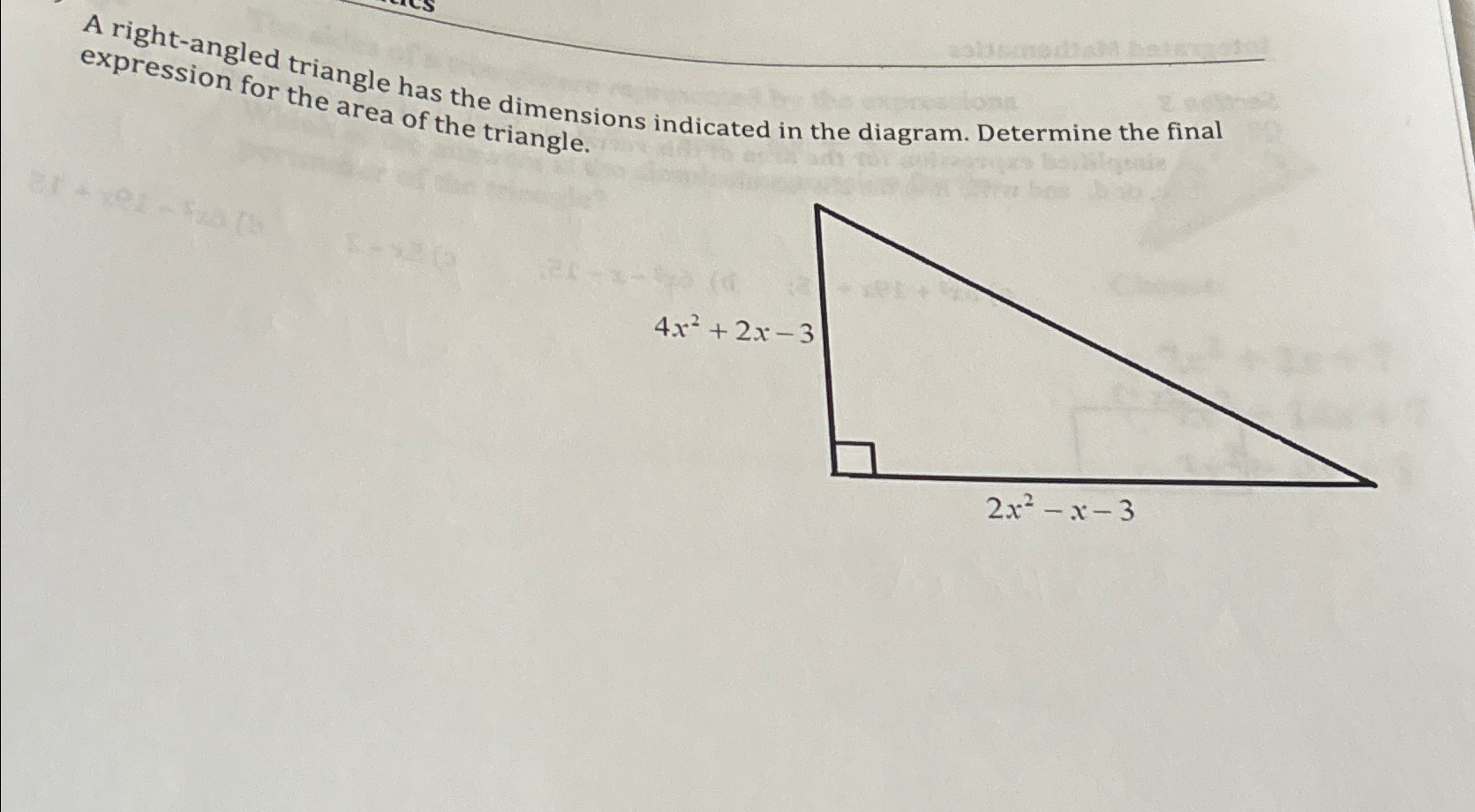 Solved A right-angled triangle has the dimensions indicated | Chegg.com