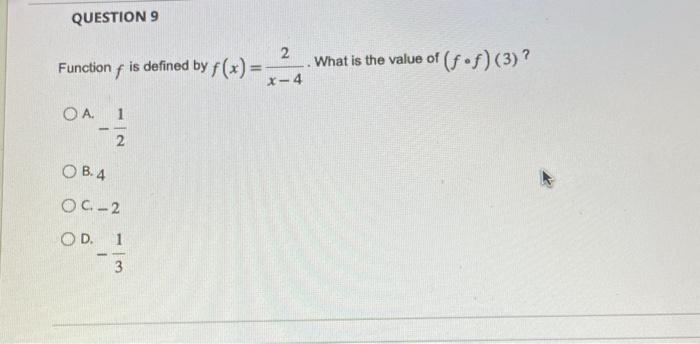 Solved Function f is defined by f(x)=x−42. What is the value | Chegg.com