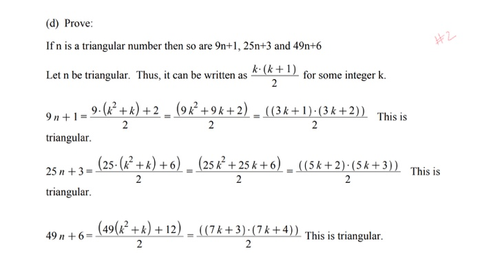Solved 2) Lett be the nth triangular number. Prove that t + | Chegg.com