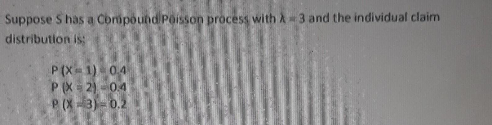 Solved Suppose S has a Compound Poisson process with λ=3 and | Chegg.com