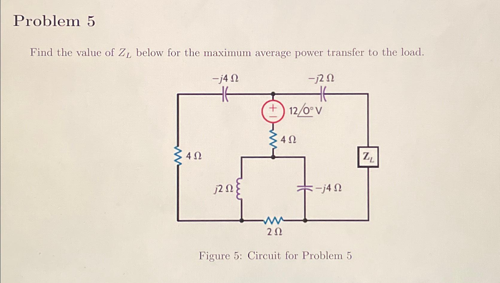 Problem 5Find the value of ZL ﻿below for the maximum | Chegg.com