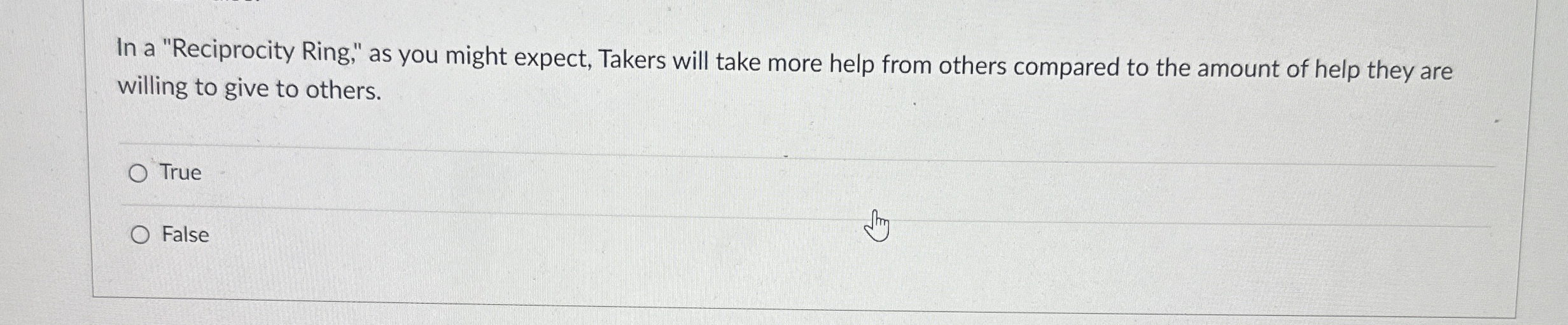 Solved In a "Reciprocity Ring," as you might expect, Takers | Chegg.com