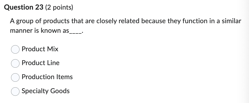 Solved Question 23 (2 ﻿points)A group of products that are | Chegg.com
