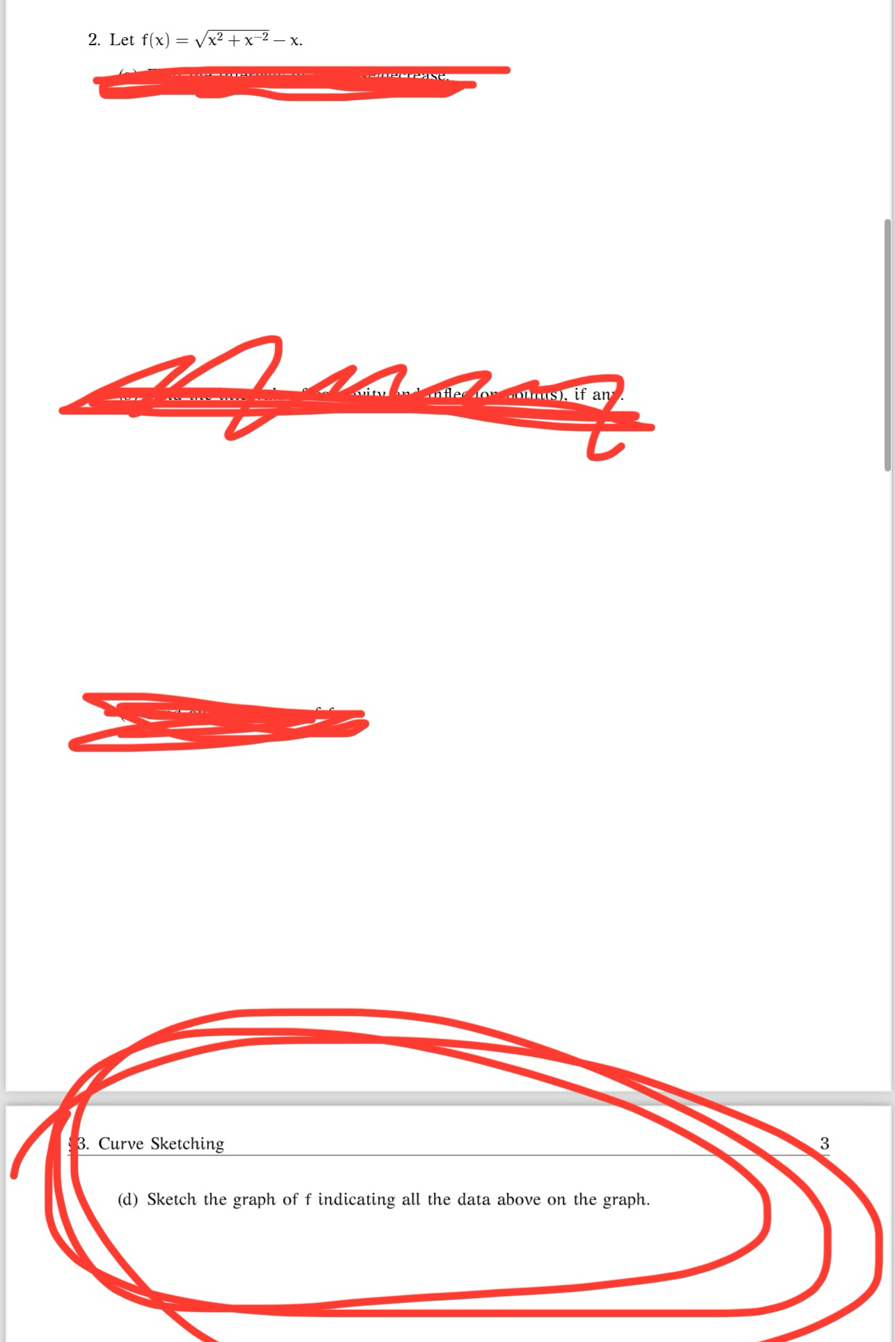 Solved Let f(x)=x2+x-22-x.Curve Sketching3(d) ﻿Sketch the | Chegg.com