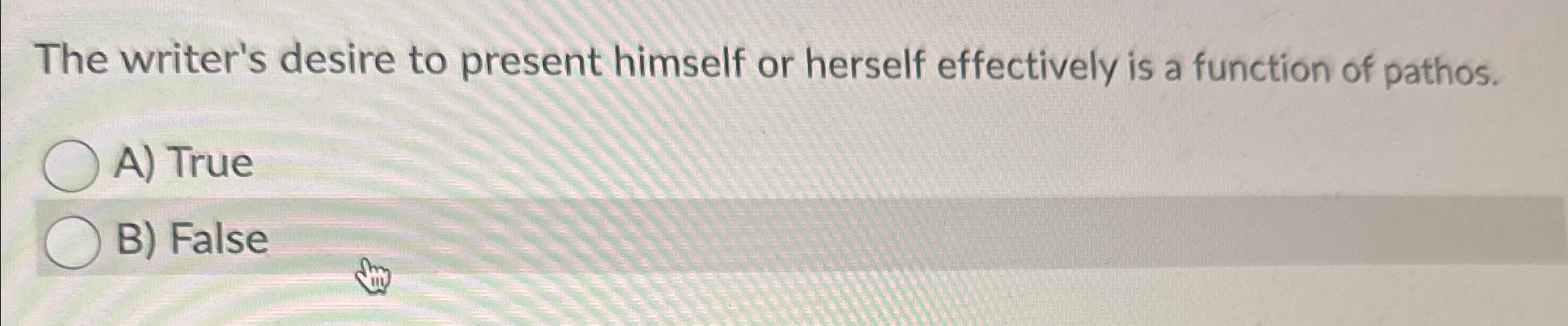 Solved The writer's desire to present himself or herself | Chegg.com