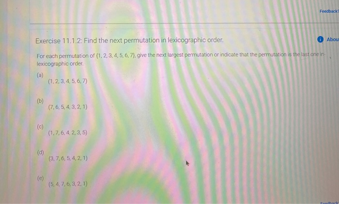 Solved Exercise 11 1 2 Find The Next Permutation In