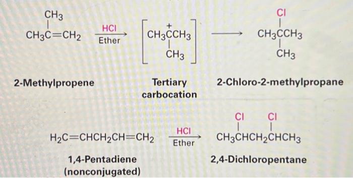 Solved CH3 CH3C=CH₂ 2-Methylpropene HCI Ether CH3CCH3 CH3 | Chegg.com