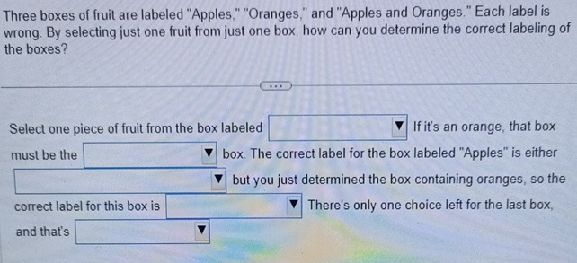 Solved Three boxes of fruit are labeled "Apples," "Oranges," | Chegg.com