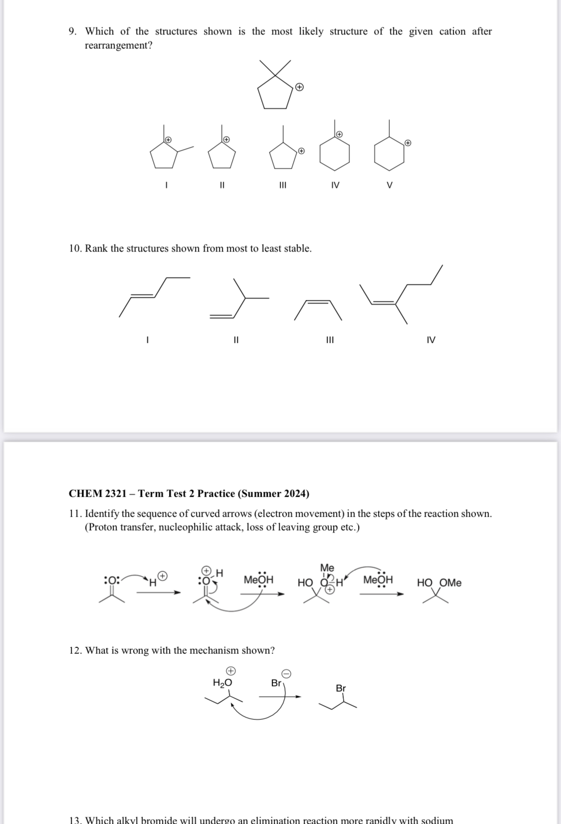 Solved Which of the structures shown is the most likely | Chegg.com