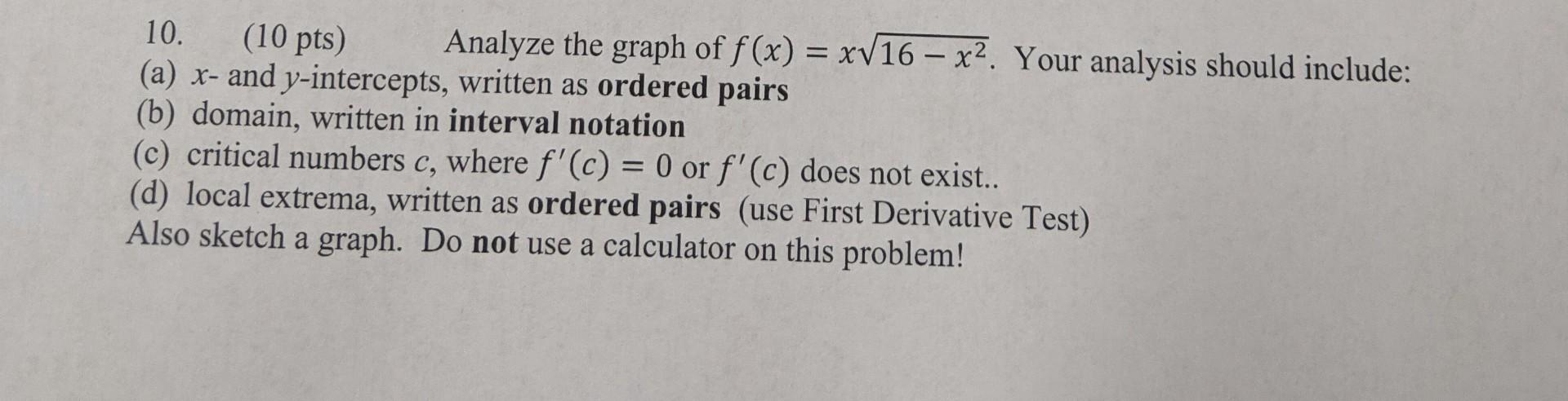 Solved by hand (h) Intervals on which the graph of a | Chegg.com