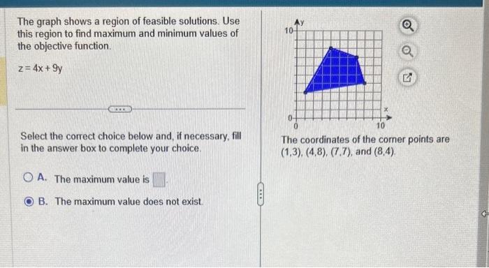 Solved The graph shows a region of feasible solutions. Use | Chegg.com