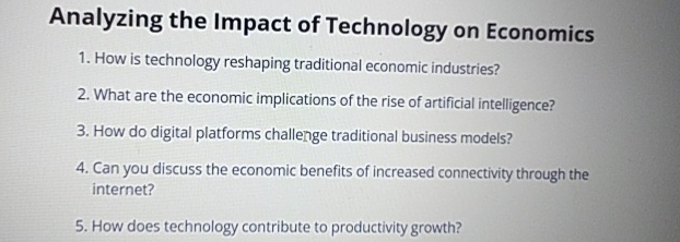Analyzing the Impact of Technology on EconomicsHow is | Chegg.com