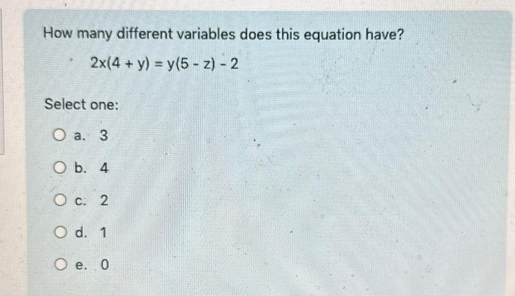 Solved How many different variables does this equation | Chegg.com