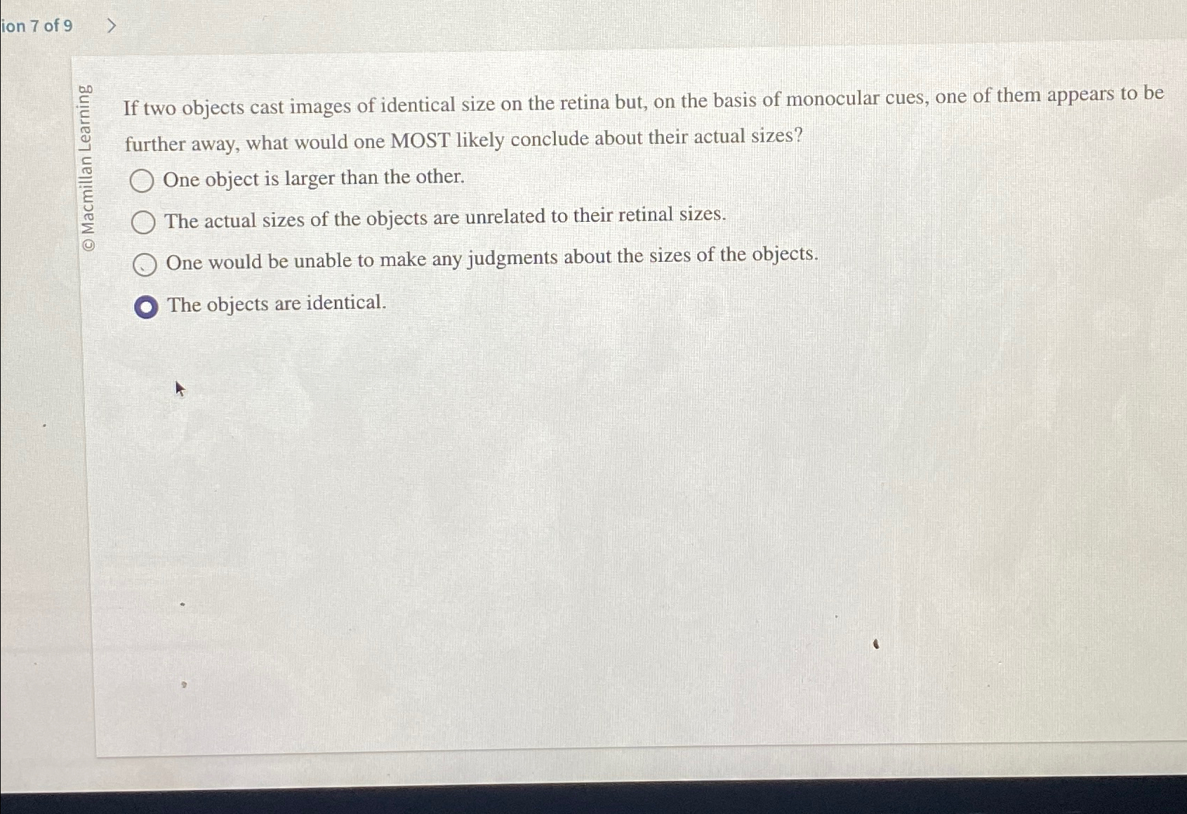 Solved ion 7 ﻿of 9 ﻿If two objects cast images of identical | Chegg.com