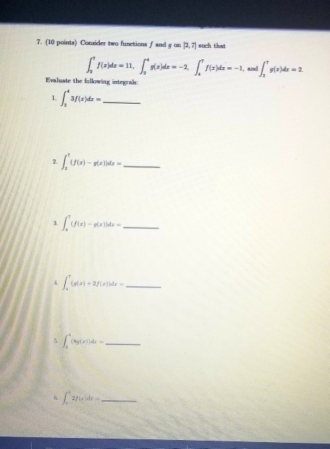 Solved 7. (10 points) Consider two functions and gon 2.7 | Chegg.com